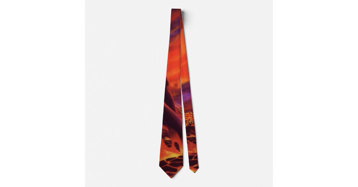 Vintage Science Fiction Volcano Planet w Red Lava Tie | Zazzle