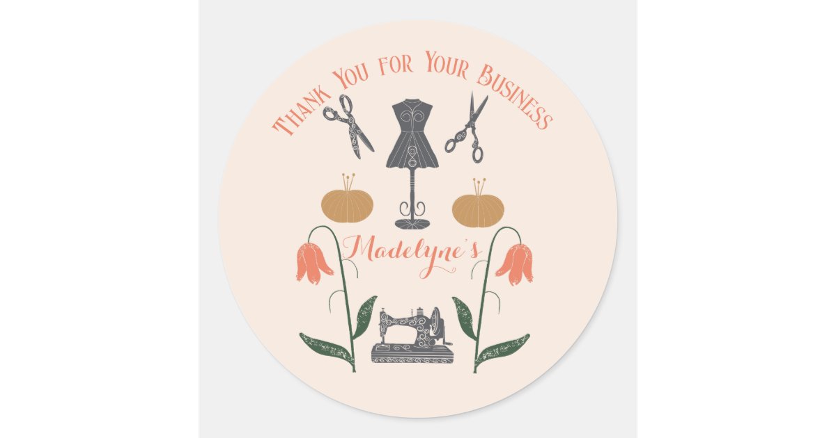 Vintage Sewing Machine Seamstress Tailor Classic Round Sticker | Zazzle