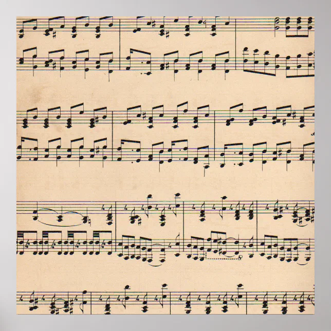 Vintage Sheet Music Score Notes Poster | Zazzle