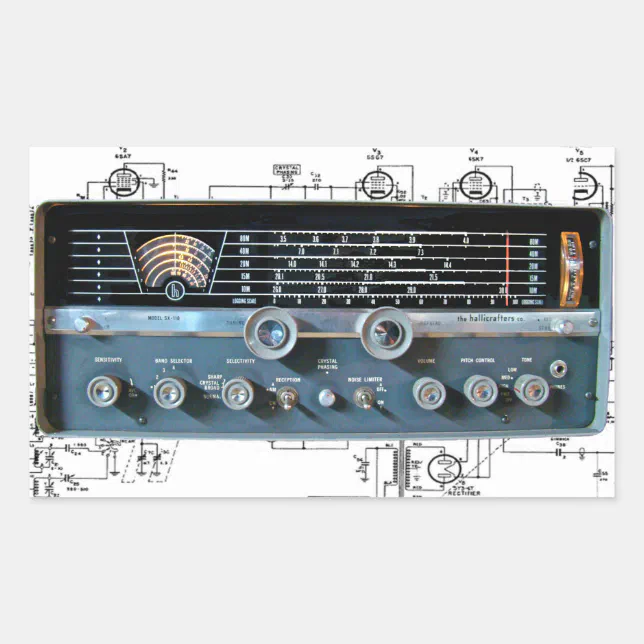 Vintage Short Wave Radio Rectangular Stickers | Zazzle