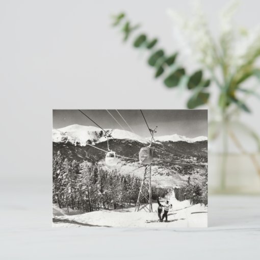 Vintage ski image, Ski lift Postcard | Zazzle