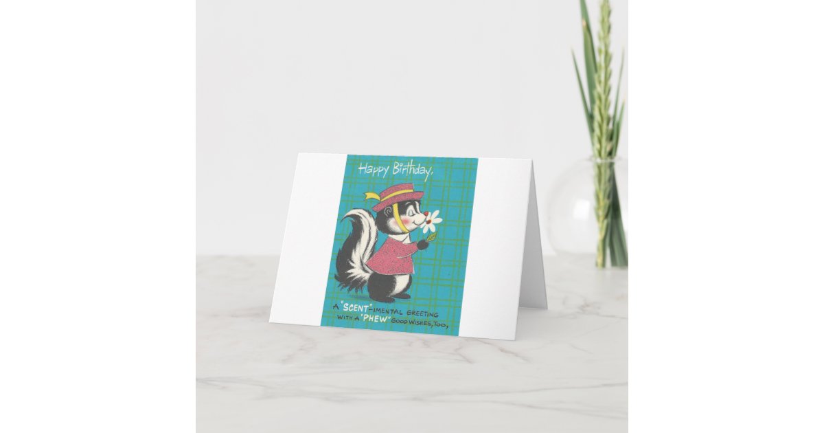 Vintage Skunk Happy Birthday Card | Zazzle