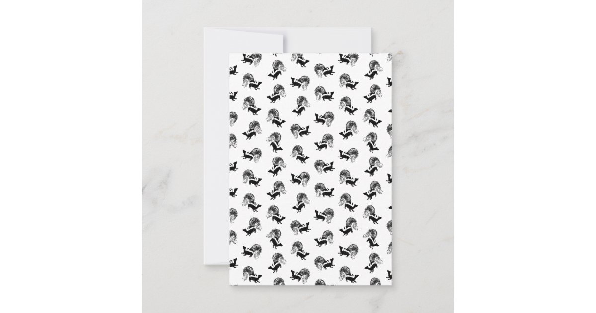 Vintage Skunks Pattern CUSTOM BACKGROUND COLOR Thank You Card | Zazzle