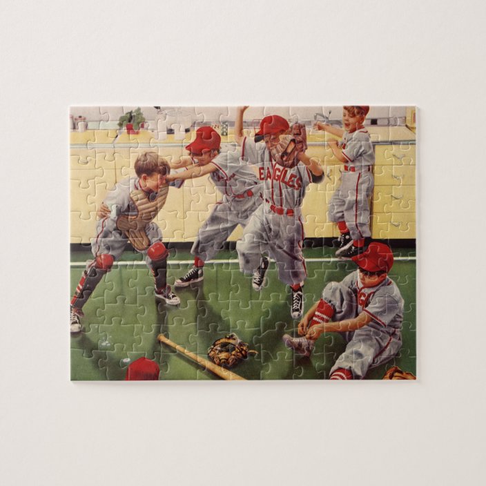 Vintage Sports Baseball Team, Boys Roughhousing Jigsaw Puzzle | Zazzle ...