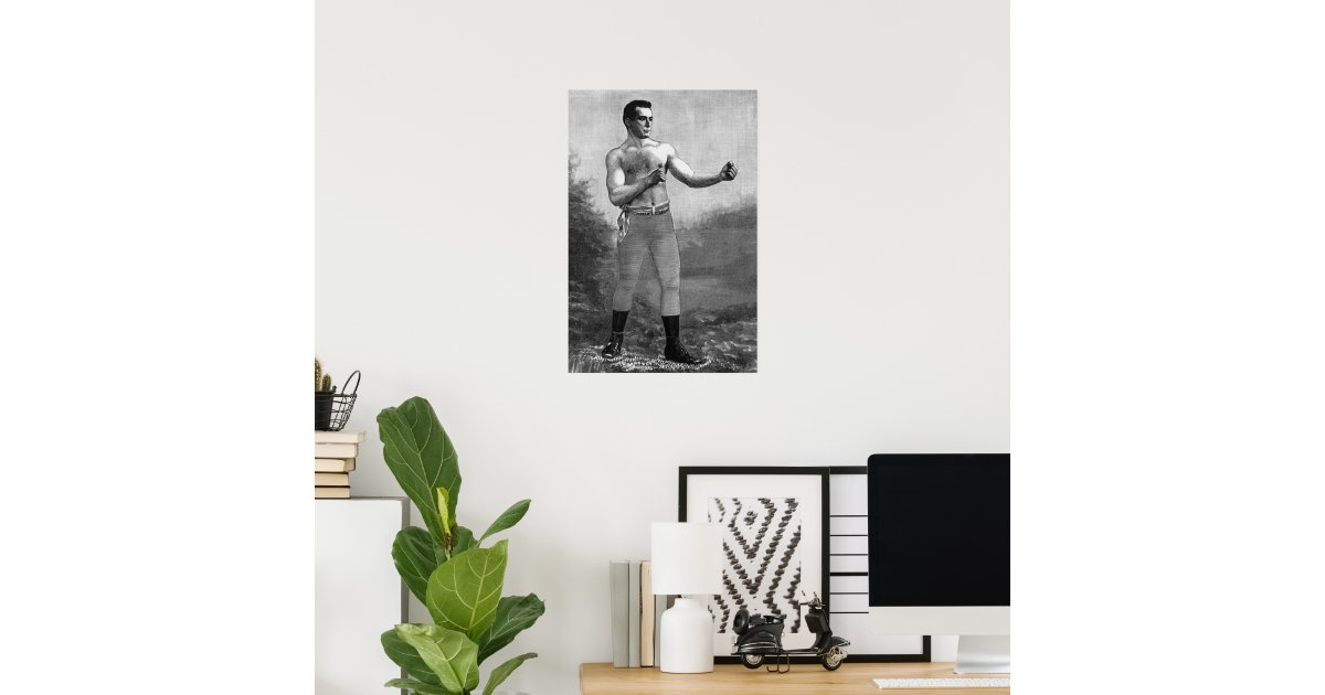 Vintage Sports Boxing, Profile of Victorian Boxer Poster | Zazzle