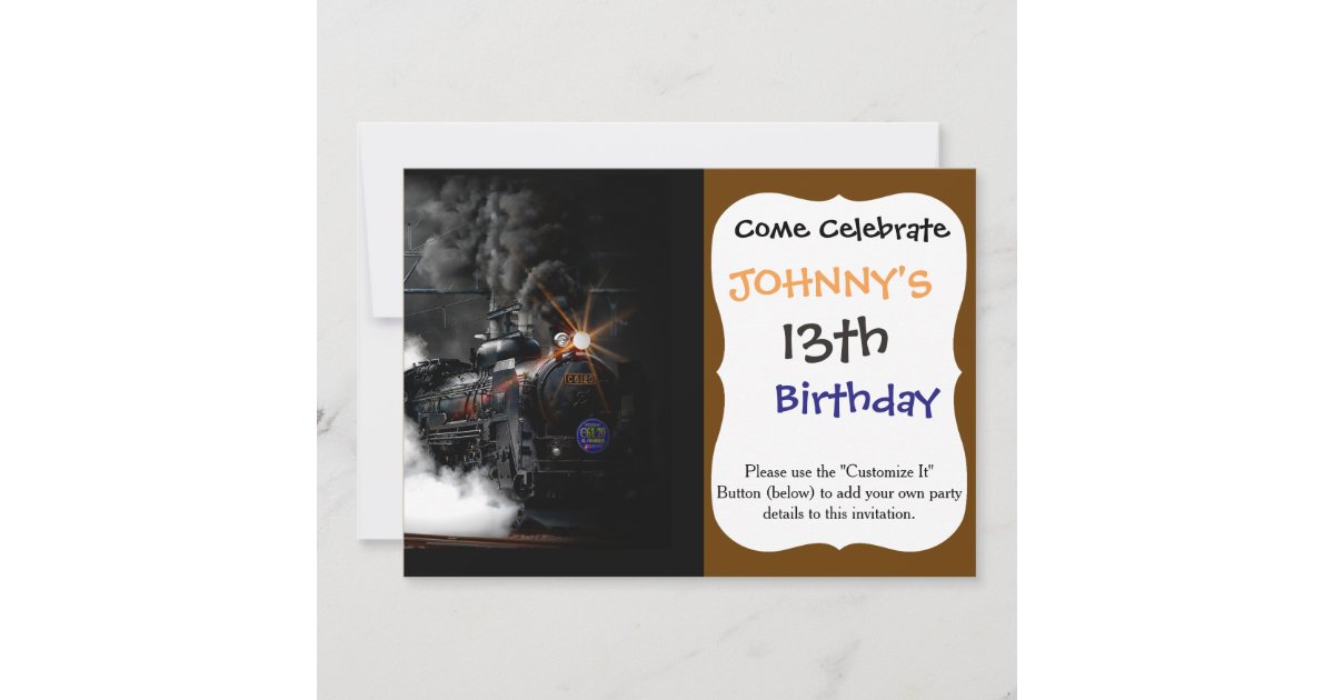 Vintage Steam Engine Black Locomotive Train Invitation | Zazzle