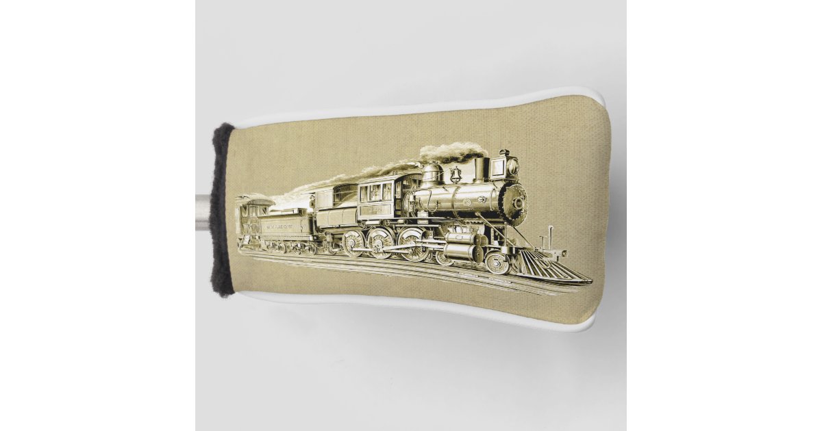 Vintage Steam Train Engine Locomotive Drawing Golf Head Cover | Zazzle