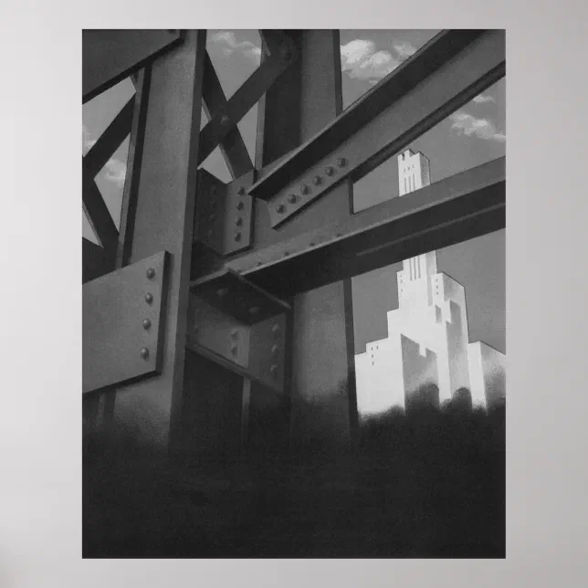 Vintage Steel Construction Skyscraper Architecture Poster | Zazzle