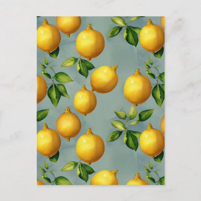 Vintage Style Lemons Pattern Wallpaper Art Postcard | Zazzle