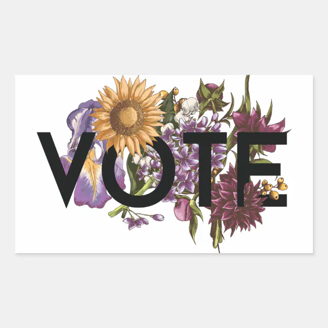 Vintage sunflower Floral Elegant Feminine Go Vote Rectangular Sticker ...