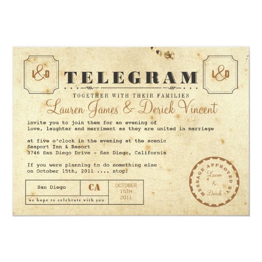 Vintage Telegram Invitation Postcard | Zazzle.co.uk