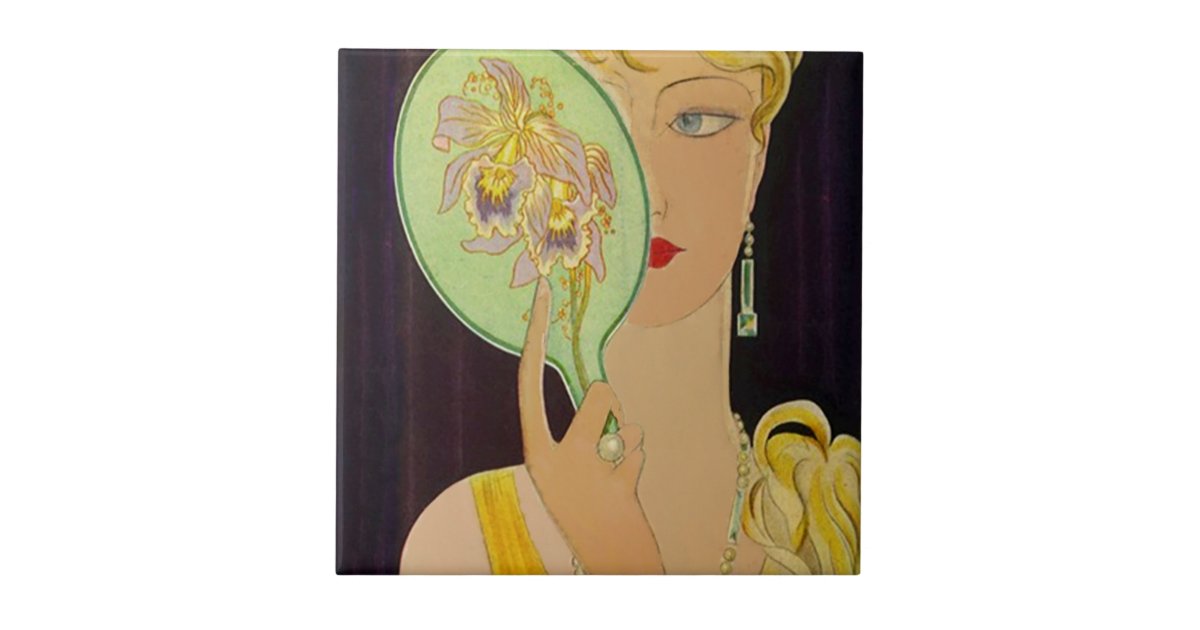 Vintage Tile Reflection Fashionable Flapper Mirror | Zazzle