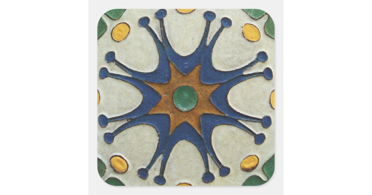 Vintage Tile Square Sticker | Zazzle