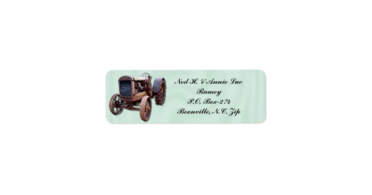 VINTAGE TRACTOR-RETURN ADDRESS LABEL | Zazzle