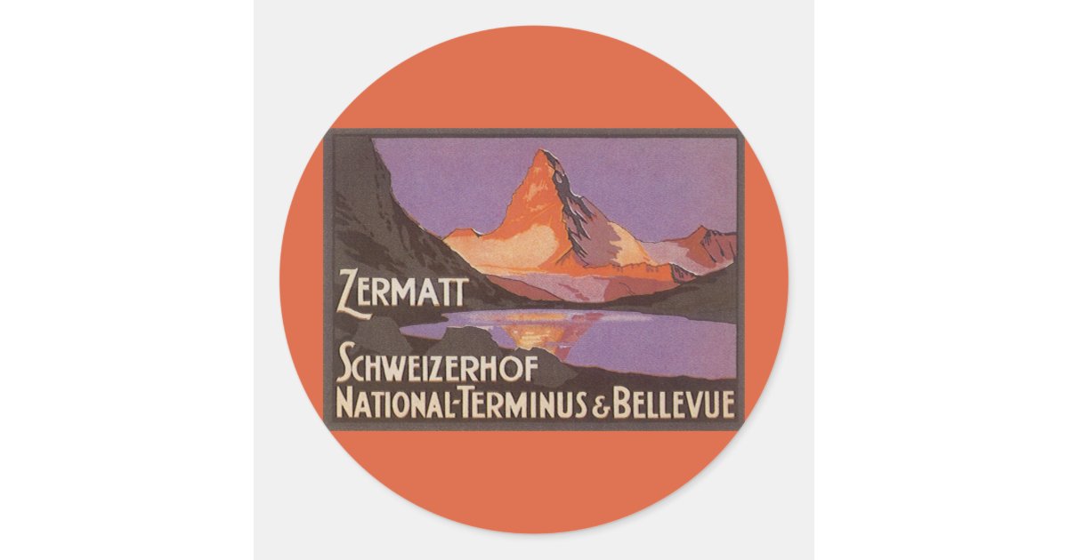 Vintage Travel, Matterhorn Mountain in Switzerland Classic Round ...