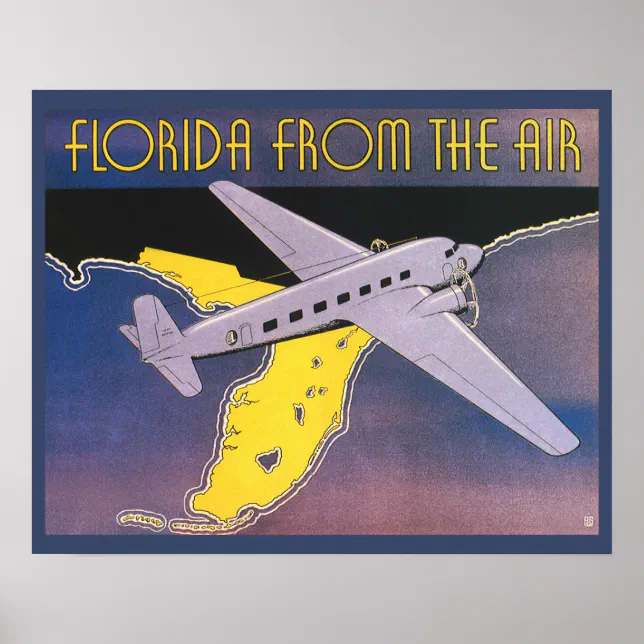 Vintage Travel Poster, Florida from Air Airplane Poster | Zazzle