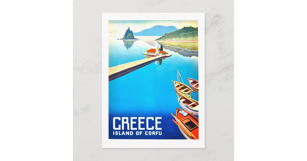 Vintage Travel Poster for Corfu in Greece Postcard | Zazzle