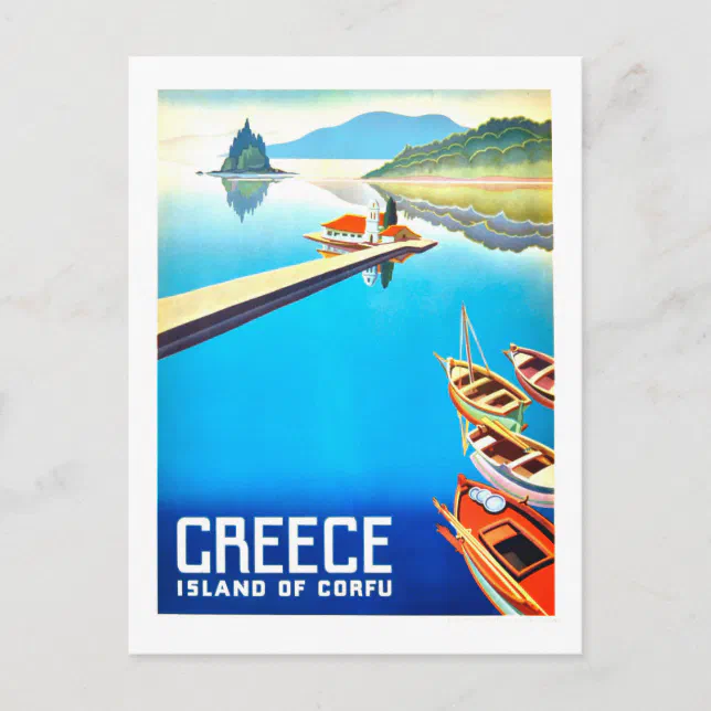 Vintage Travel Poster for Corfu in Greece Postcard | Zazzle