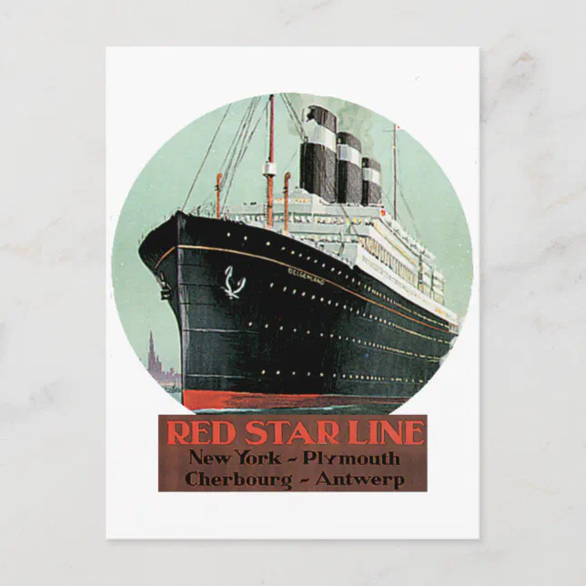 Vintage Travel Poster - Red Star Line Postcard | Zazzle