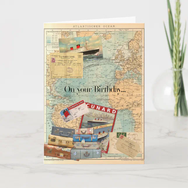 Vintage Travel theme Birthday card | Zazzle