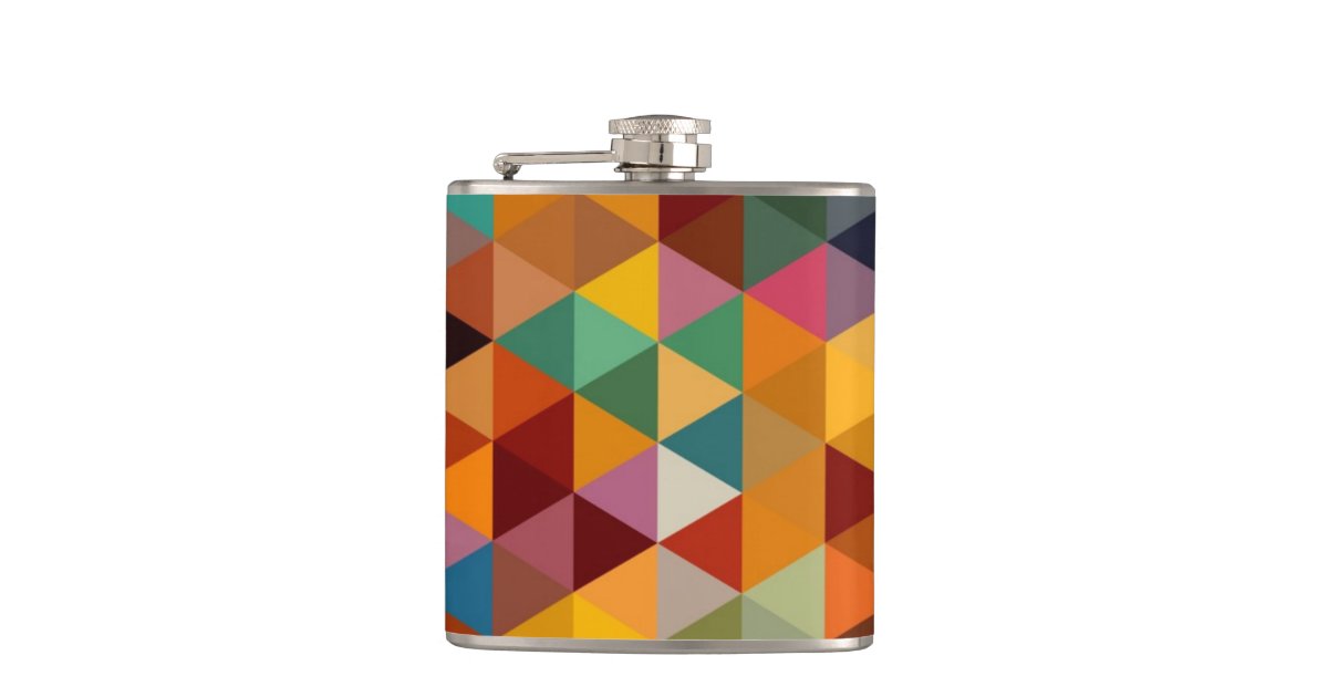 Vintage Triangles Pattern Background. Hip Flask | Zazzle