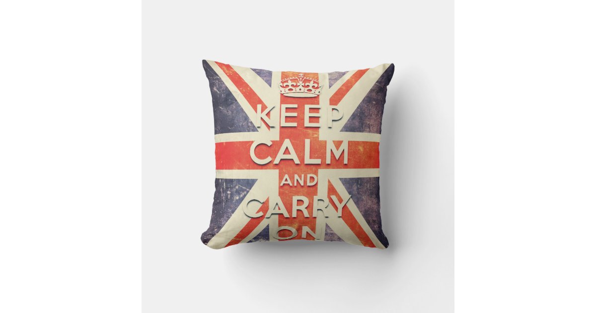 Vintage Union Jack flag - keep calm and carry on Cushion | Zazzle