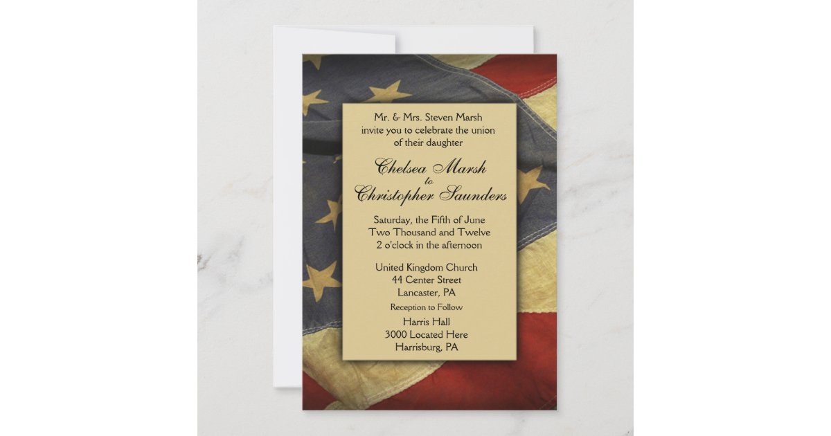 Vintage USA Flag Wedding Invitation | Zazzle
