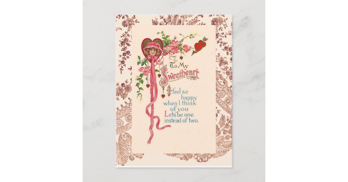 Vintage Valentine Poem Holiday Postcard | Zazzle