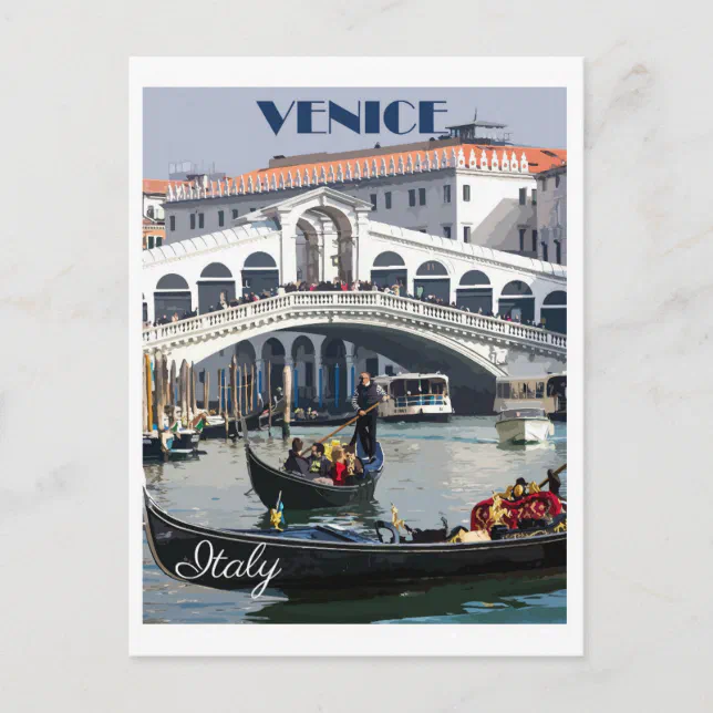 Vintage Venice Italy Italian Gondola Travel Postcard | Zazzle