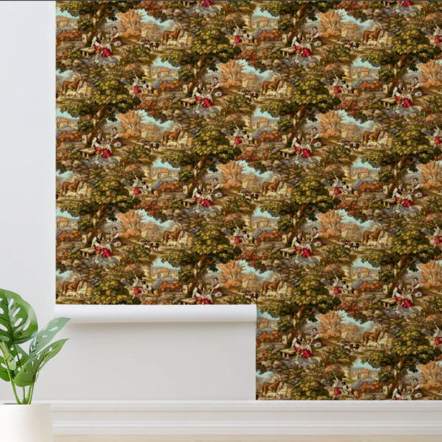 Vintage Victorian Era 1890 Pastoral Scenes Pattern Wallpaper | Zazzle