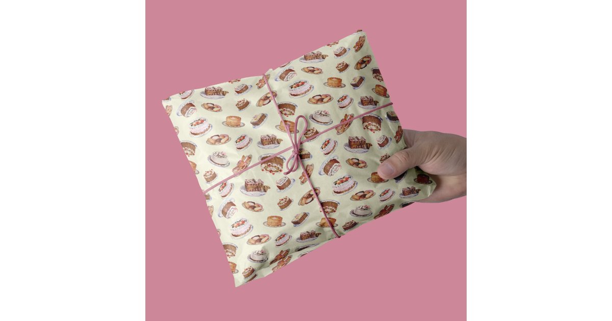 Vintage Victorian Fancy Cakes And Sweets Pattern Tissue Paper | Zazzle