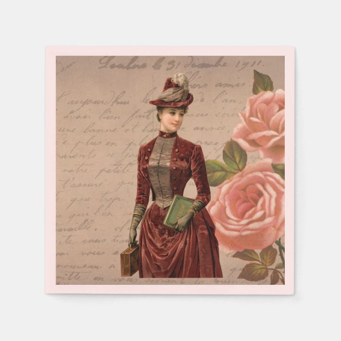 Vintage Victorian Lady Paper Napkin | Zazzle.co.uk