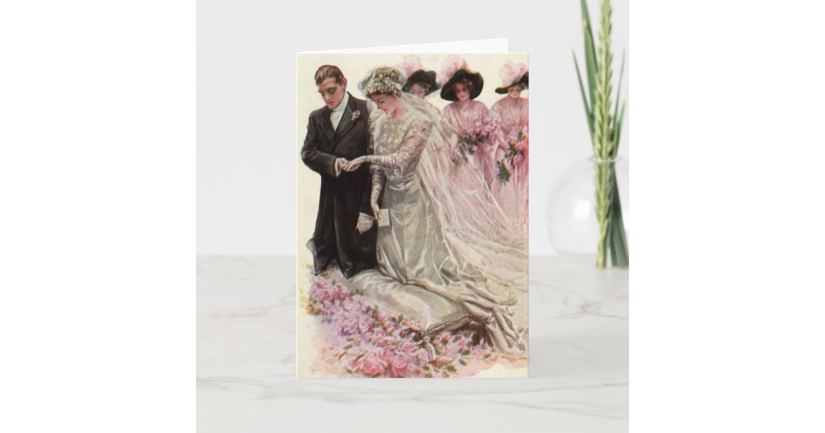 Vintage Victorian Wedding Ceremony Bride and Groom Card | Zazzle