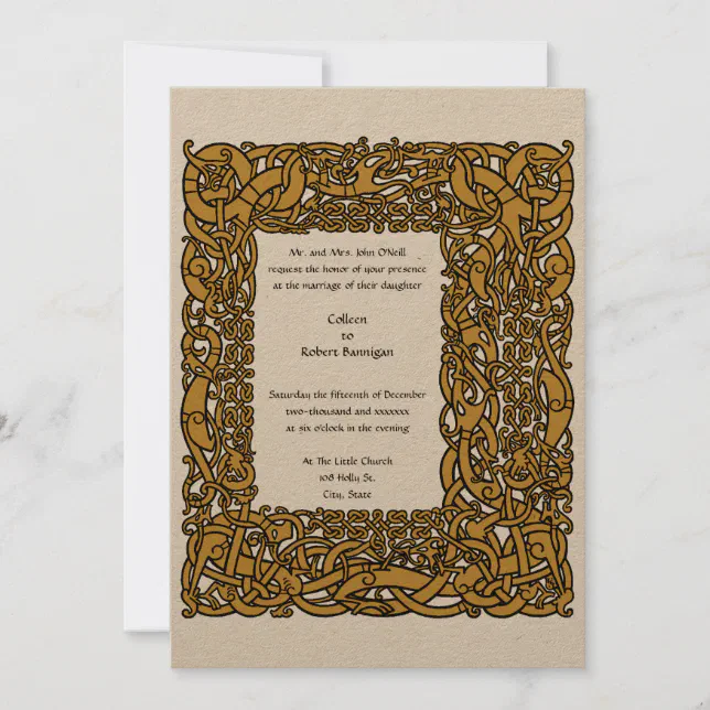 Vintage Viking Celtic Knots Border Wedding Invitation | Zazzle