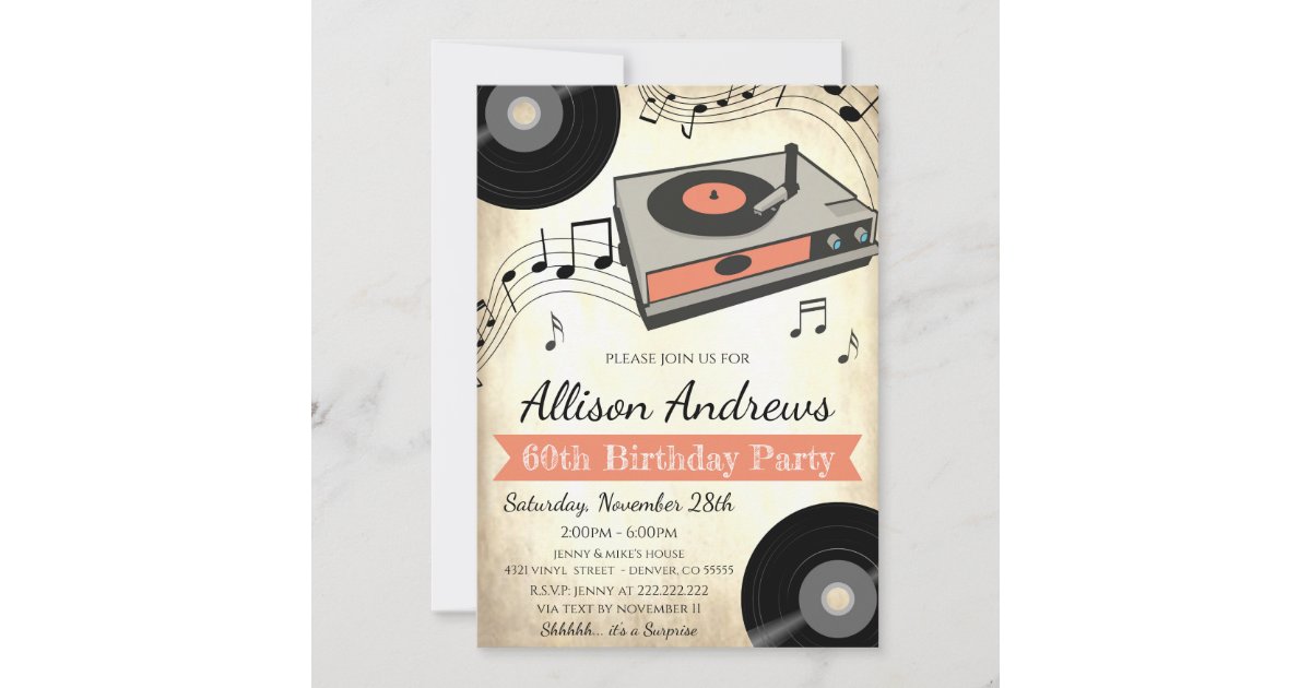 Vintage Vinyl Record Party Invitation | Zazzle