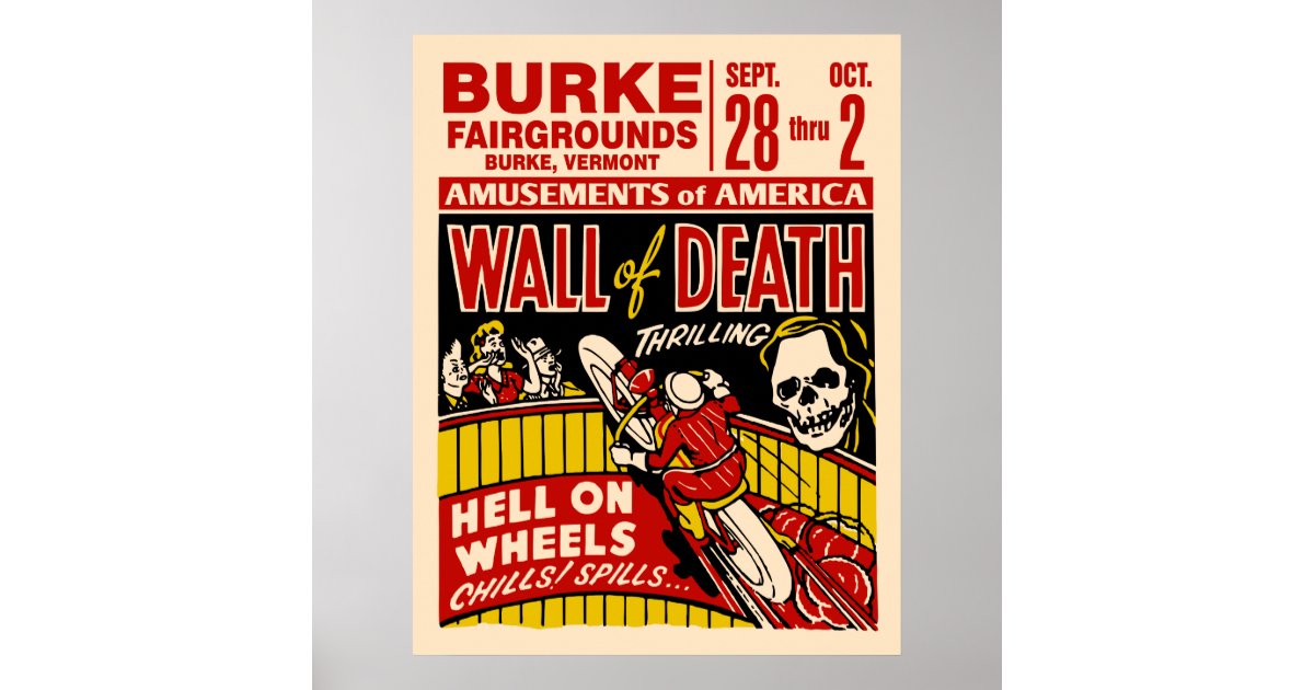 Vintage Wall Of Death Motorcycle Poster | Zazzle