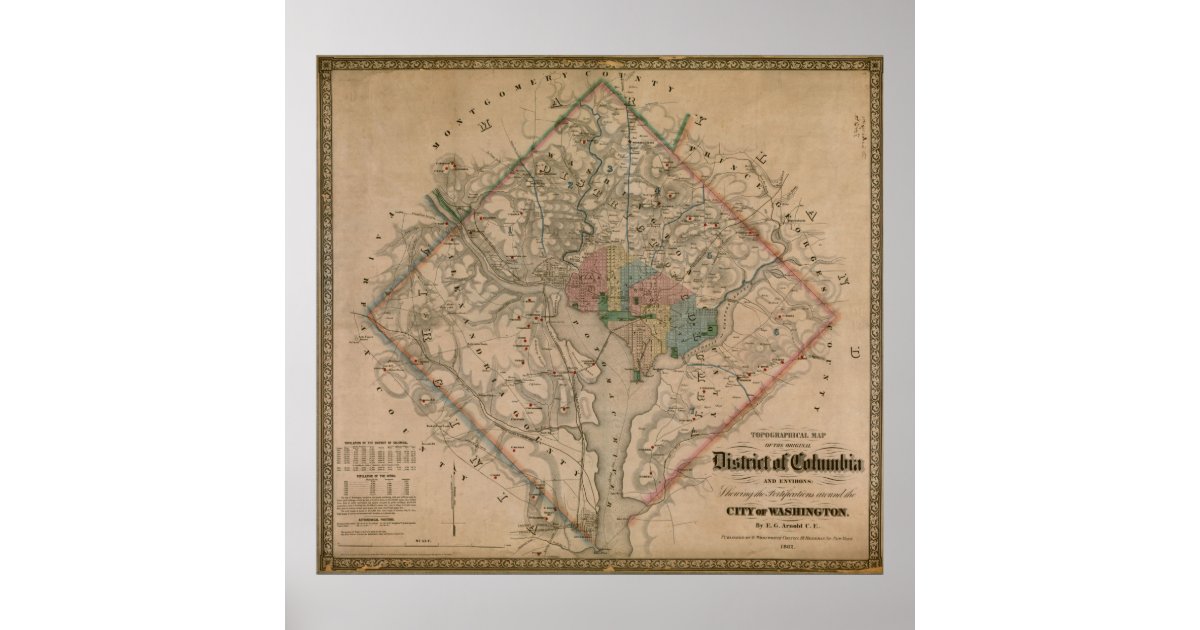Vintage Washington DC Civil War Defences Map (1864 Poster | Zazzle