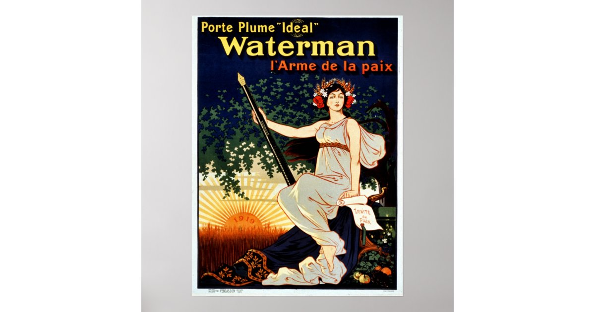 Vintage Waterman fountain pen advertising Poster | Zazzle