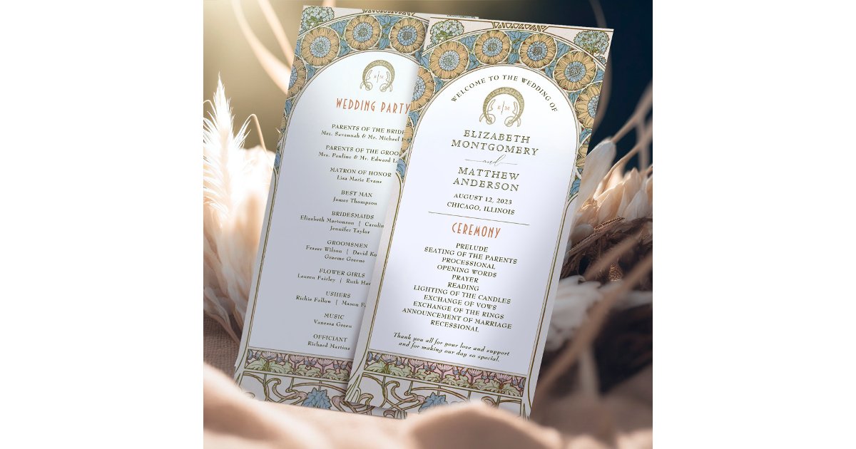 Vintage Wedding Program Art Nouveau by Mucha Programme | Zazzle