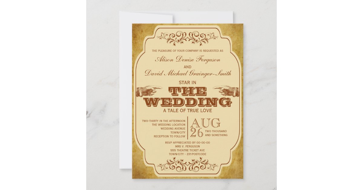 Vintage Wedding Theatre Production Invitation | Zazzle