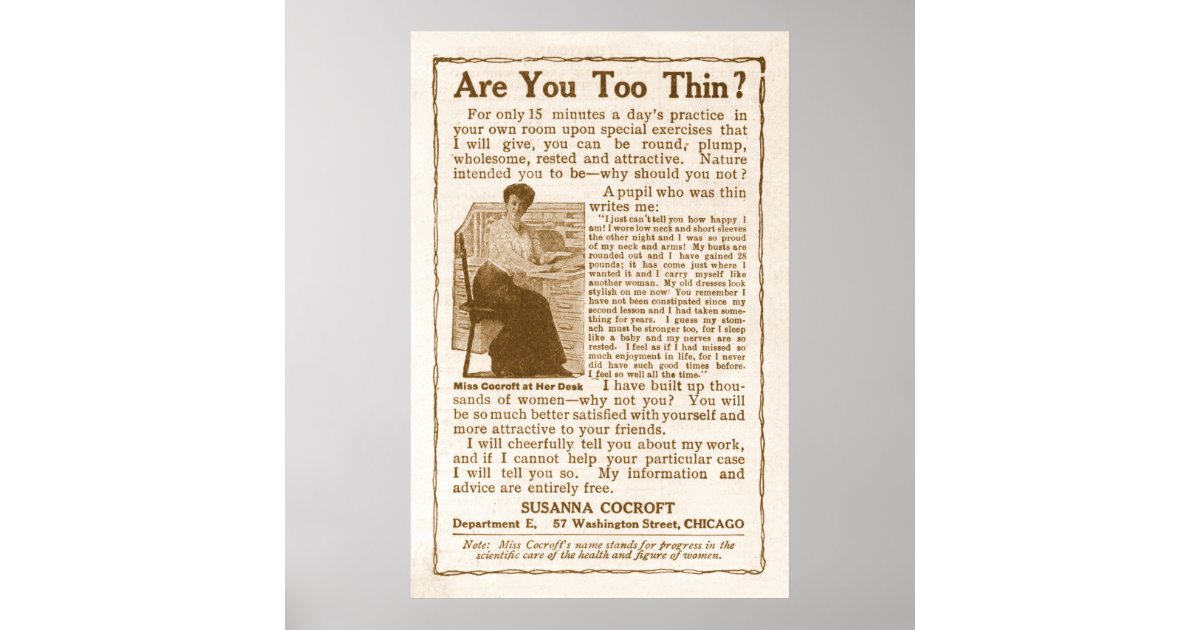Vintage Weight Gain Ad from 1908 Poster | Zazzle