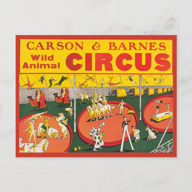 Vintage Wild Animal Circus Poster Postcard | Zazzle