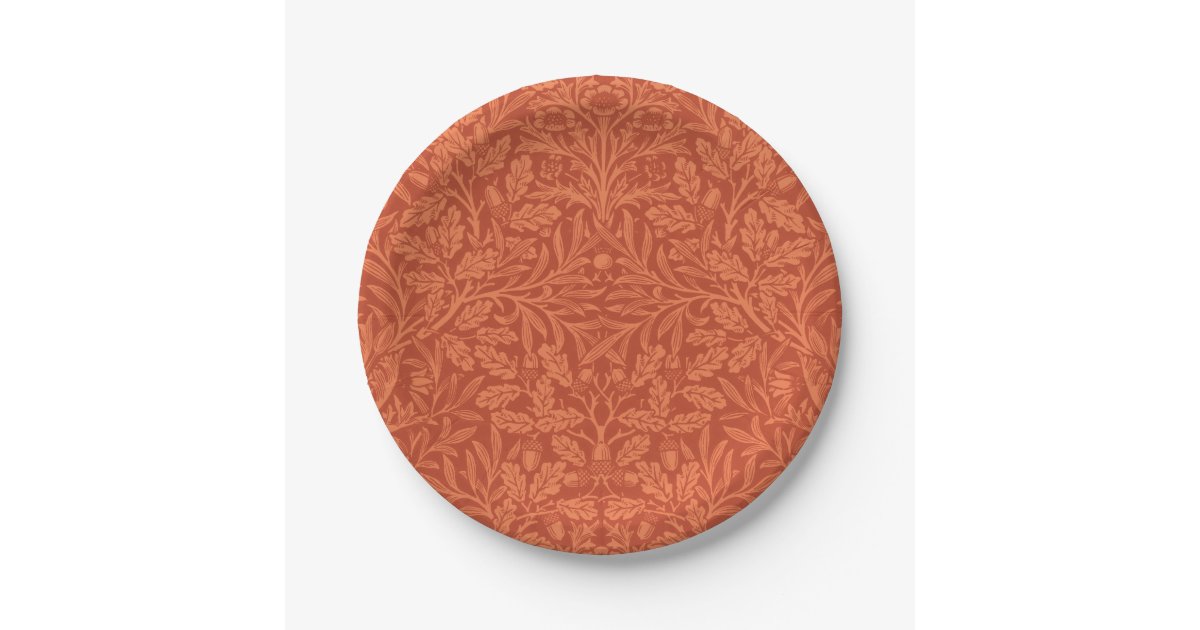 Vintage William Morris Acorn Oak Leaves Pattern Paper Plate | Zazzle