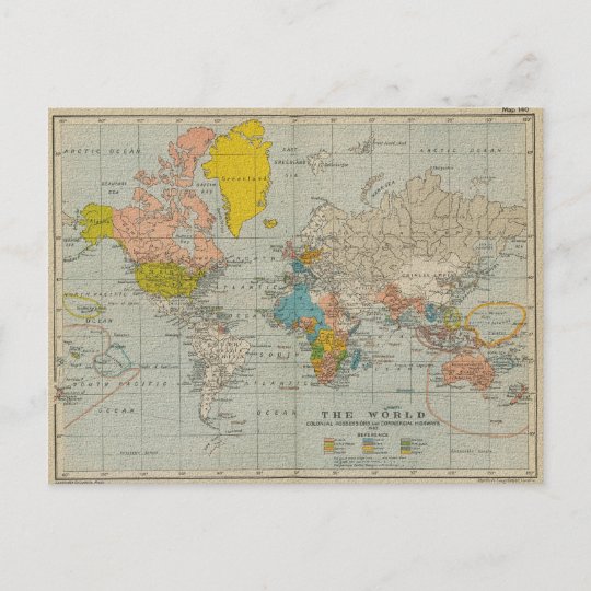 Vintage World Map 1910 Postcard | Zazzle.co.uk