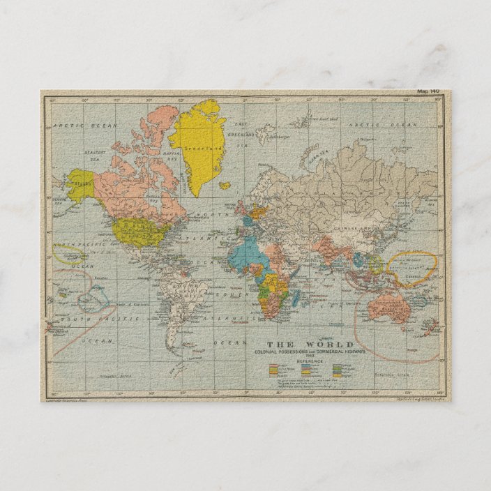 Vintage World Map 1910 Postcard | Zazzle