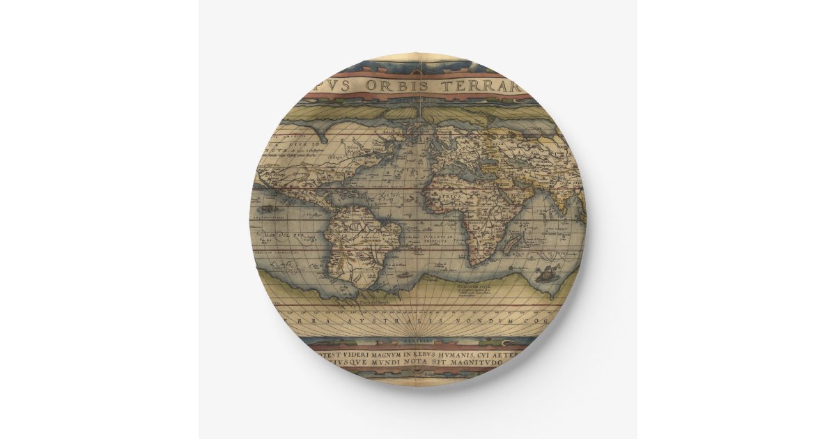 Vintage World Map Antique Atlas Paper Plate | Zazzle