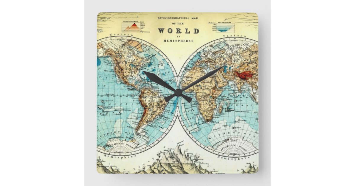 Vintage World Map Clock | Zazzle