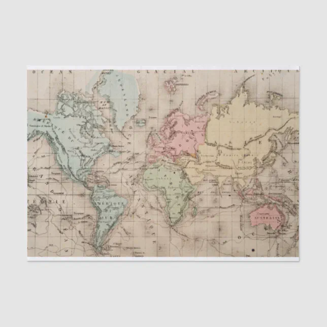 Vintage World Map Decoupage Tissue Paper | Zazzle