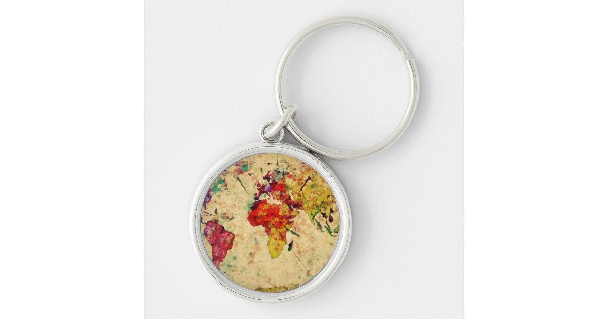 Vintage world map key ring | Zazzle