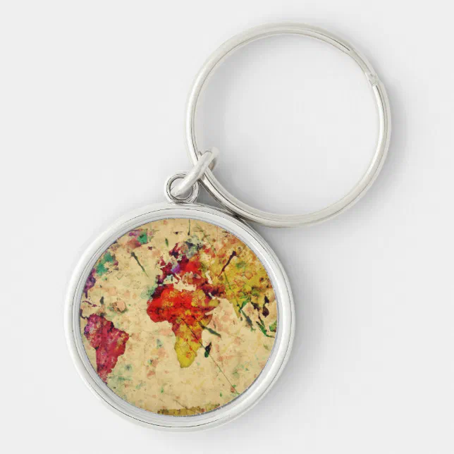 Vintage world map key ring | Zazzle